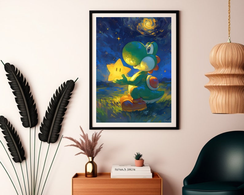 Printable Super Mario Poster: Van Gogh Starry Night Nursery Wall Art - Etsy