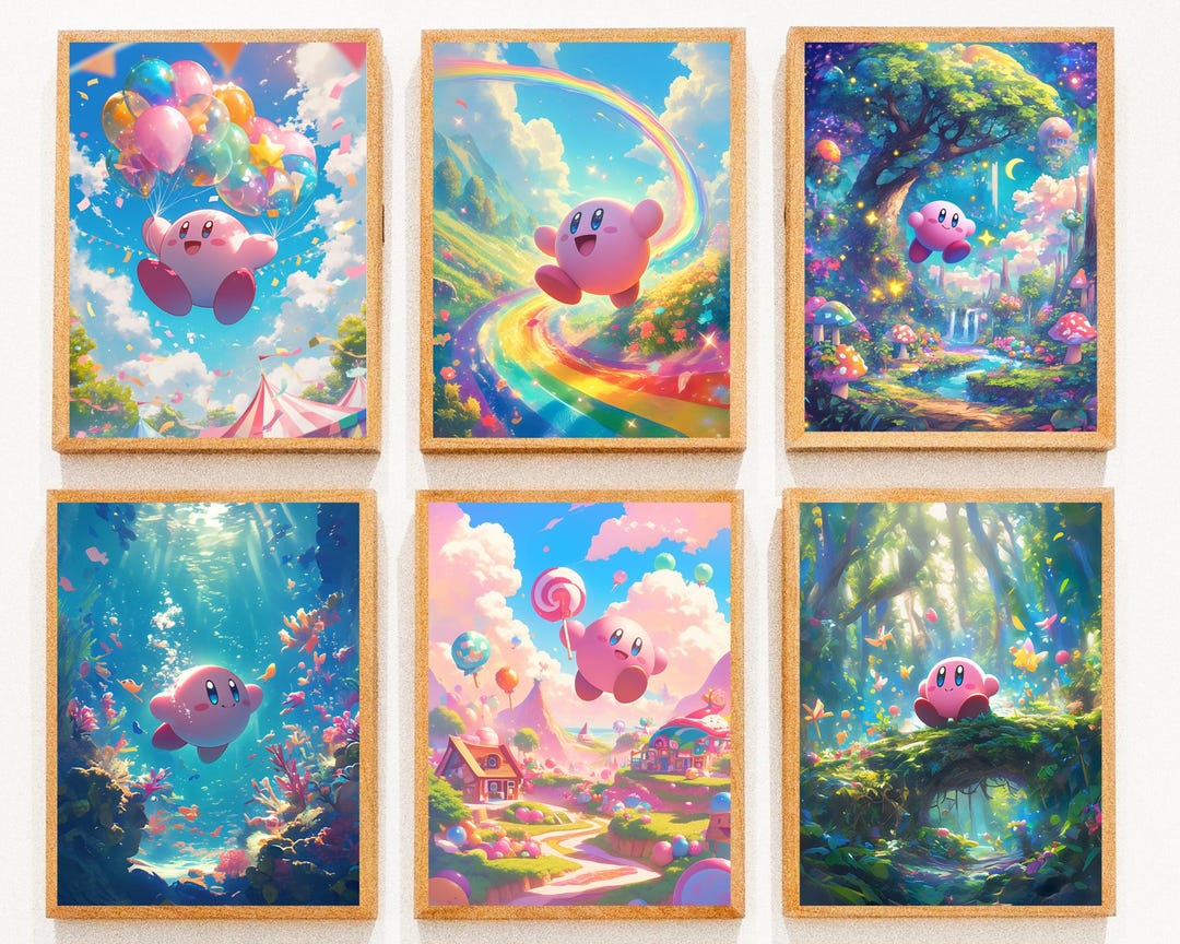 Kirby Bundles Poster, Kirby Video Game Poster, Cute Kirby Art Print ...