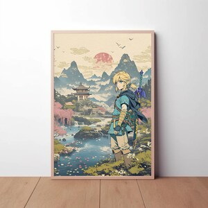 Link From Zelda Tears of the Kingdom, Japanese Tapestry, BOTW, Legend ...