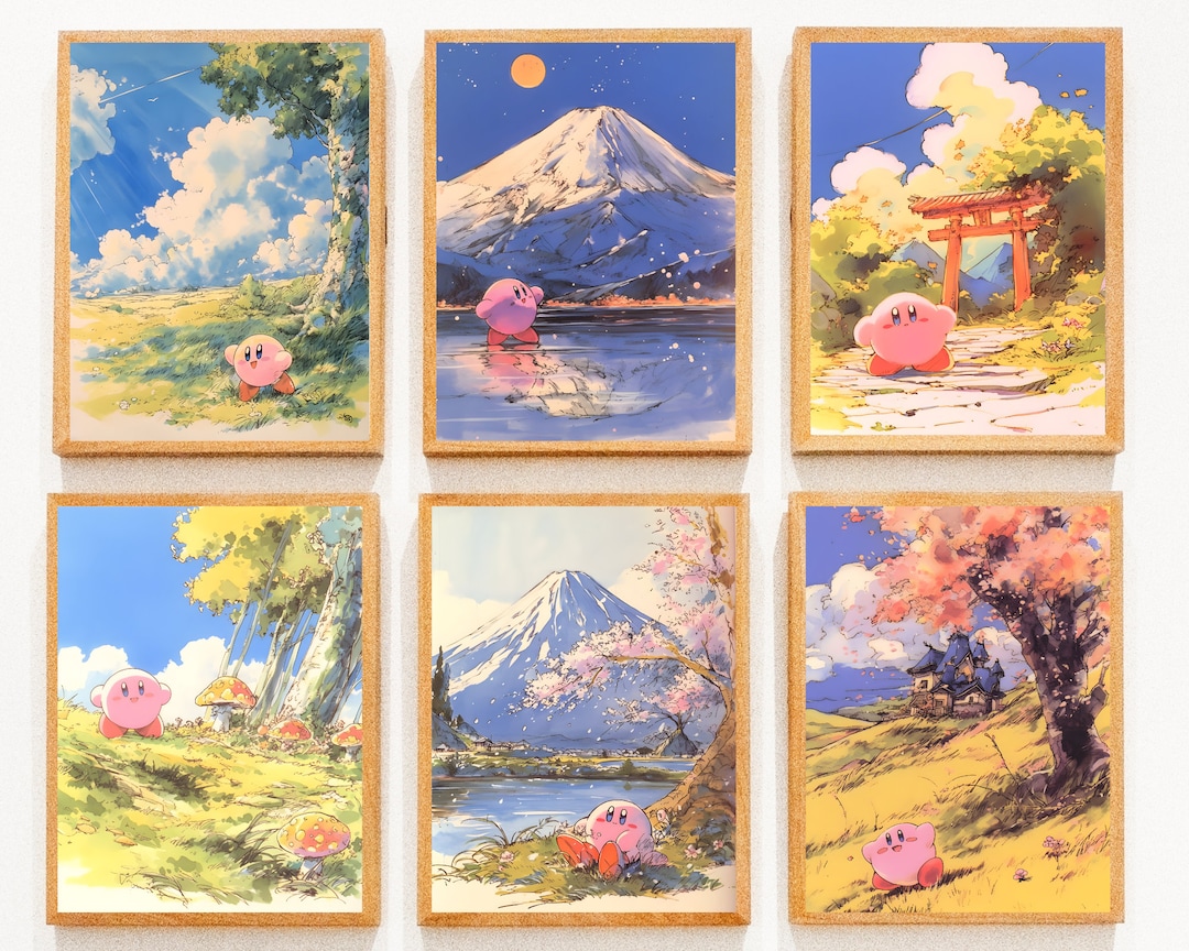 Kirby Dream Land Poster, Kirby Travel in Japan, Cute Kirby Art Print ...