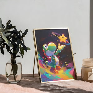 Super Mario Rainbow Style, Gaming Poster, Printable Wall Art, Bedroom ...