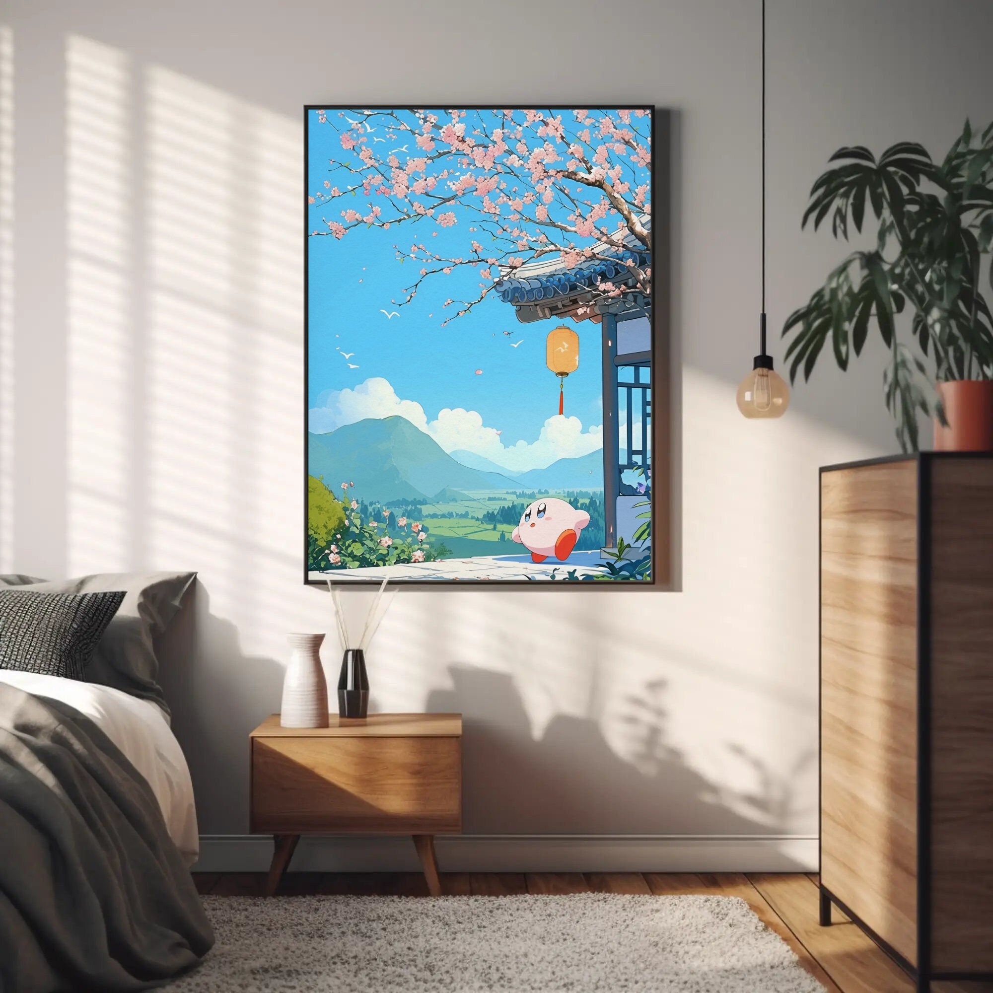 Kirby in Japan Poster, Kirby Dream Land, Anime Poster, Printable Wall ...