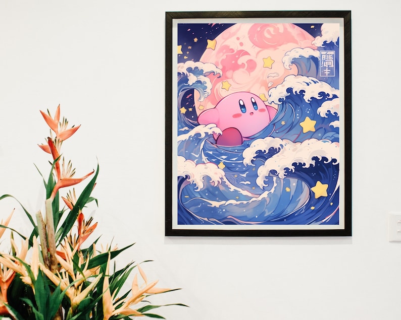 Kirby the Great Wave, Kirby Dream Land, Anime Poster, Printable Wall ...