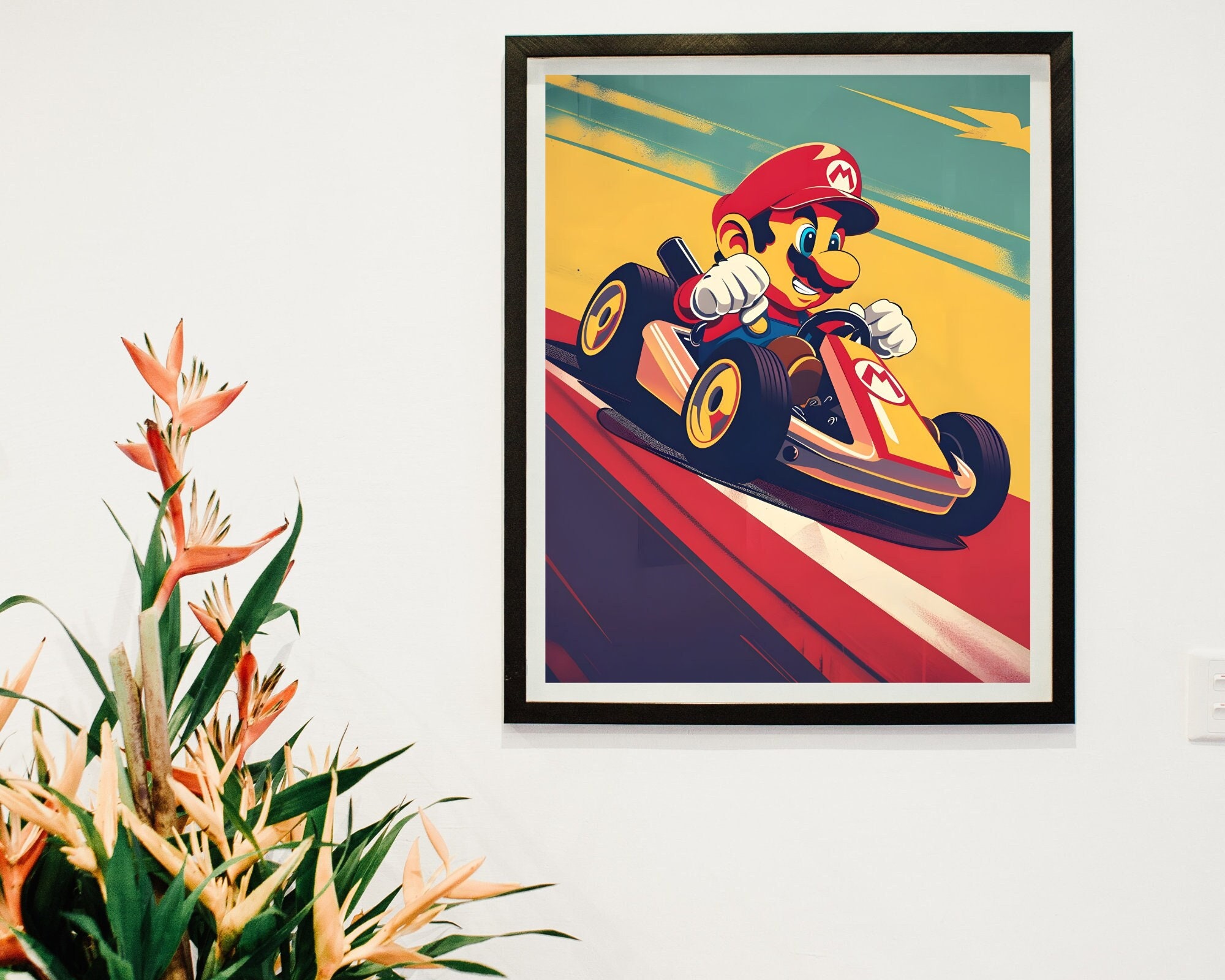 Mario Kart Vintage Poster Racing Car Mario, Character Mario Bros, Retro ...