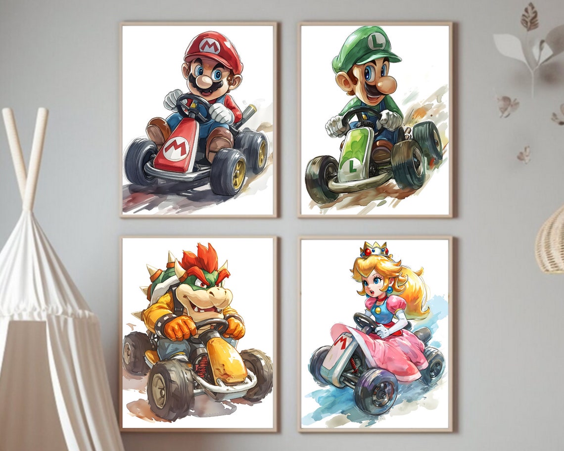 Mario Kart Poster, Super Mario Art, Gaming Poster, Printable Wall Art ...