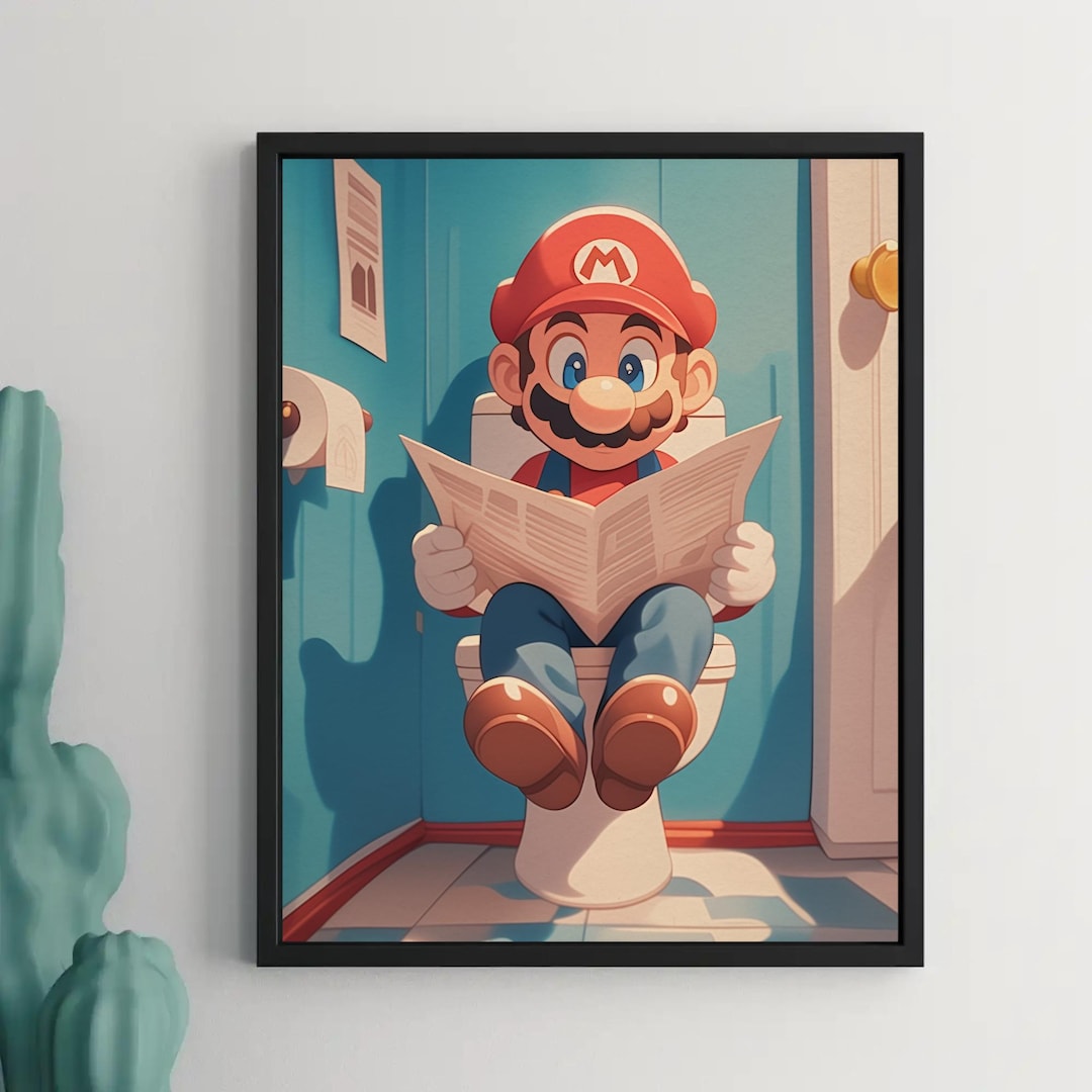 Super Mario Toilet Poster: Video Game Poster, Bahroom Printable Wall ...