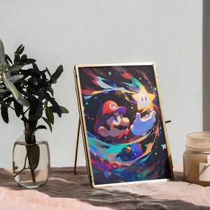 Super Mario Rainbow Style, Gaming Poster, Printable Wall Art, Bedroom ...