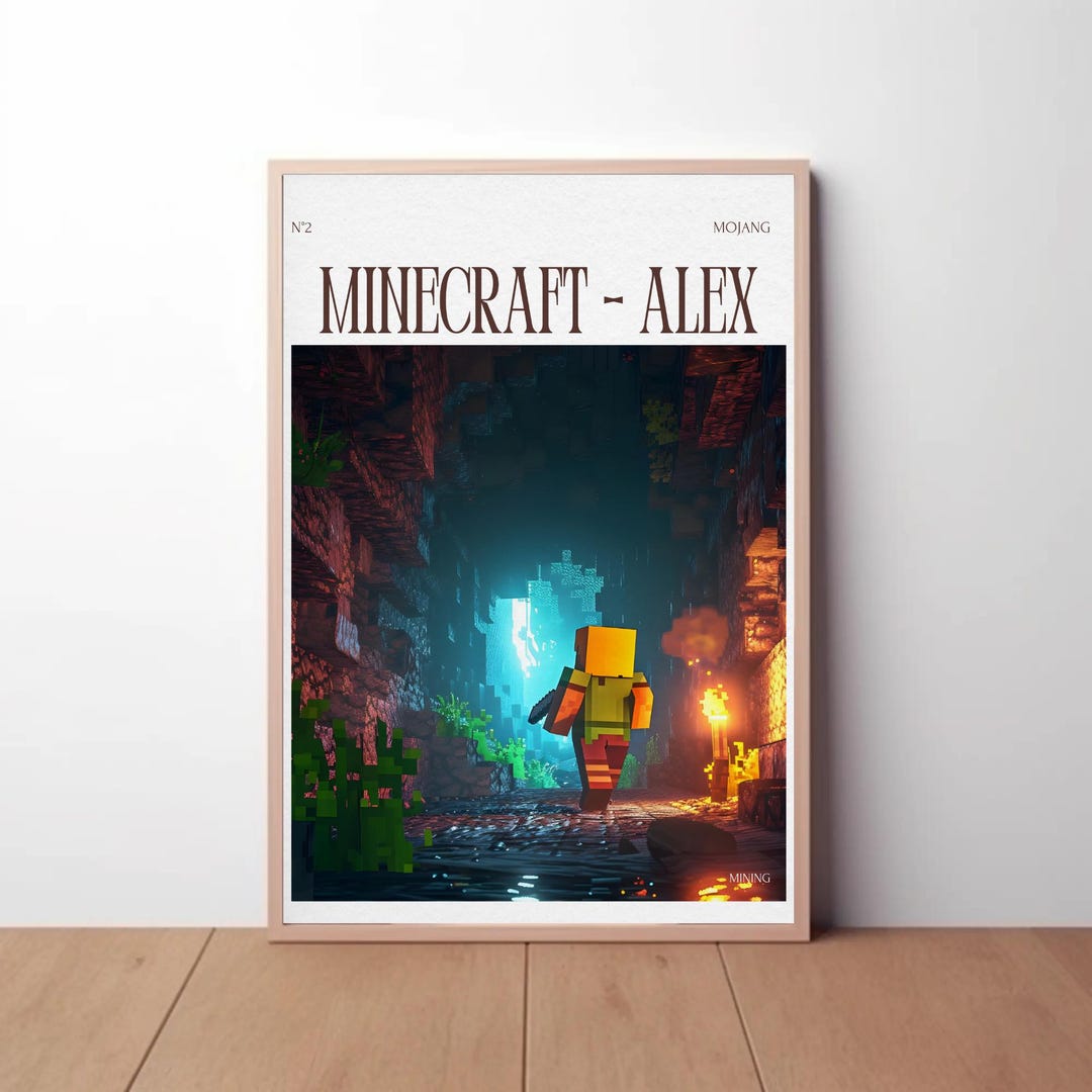 Minecraft Poster, Steve Minecraft Wall Art, Minecraft Landscape, Mine ...