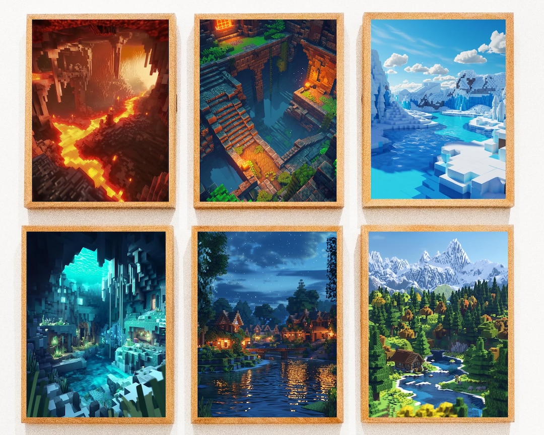 Minecraft Posters, Retrogaming, Minecraft Landscape, Mine Game Pixel ...