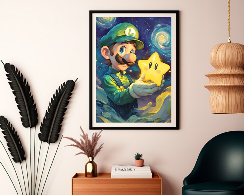 Printable Super Mario Poster: Van Gogh Starry Night Nursery Wall Art - Etsy