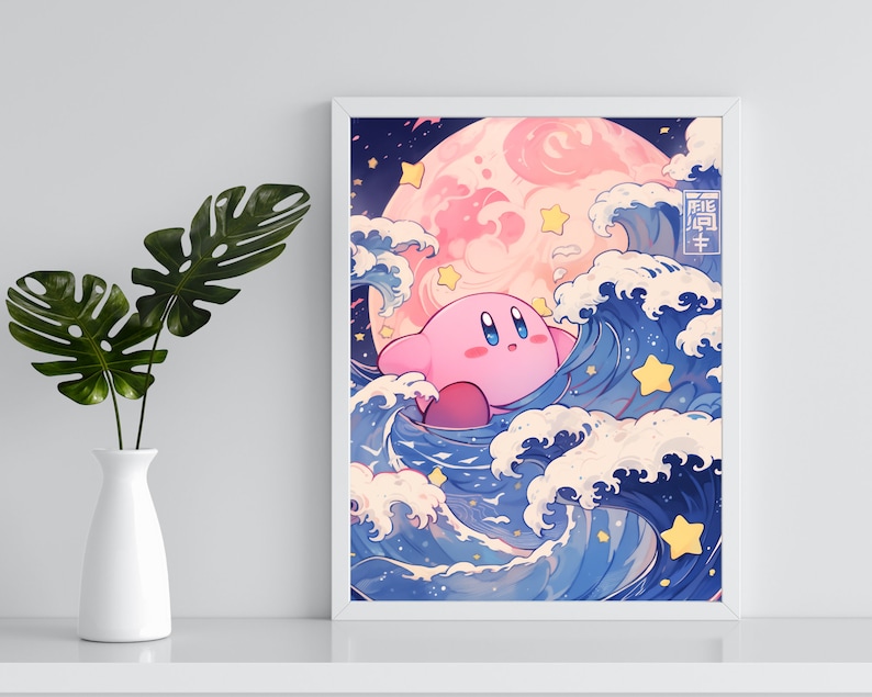 Kirby the Great Wave, Kirby Dream Land, Anime Poster, Printable Wall ...