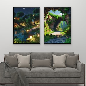 Set of 6 Minecraft Poster, Minecraft Wall Art, Minecraft Landscape ...