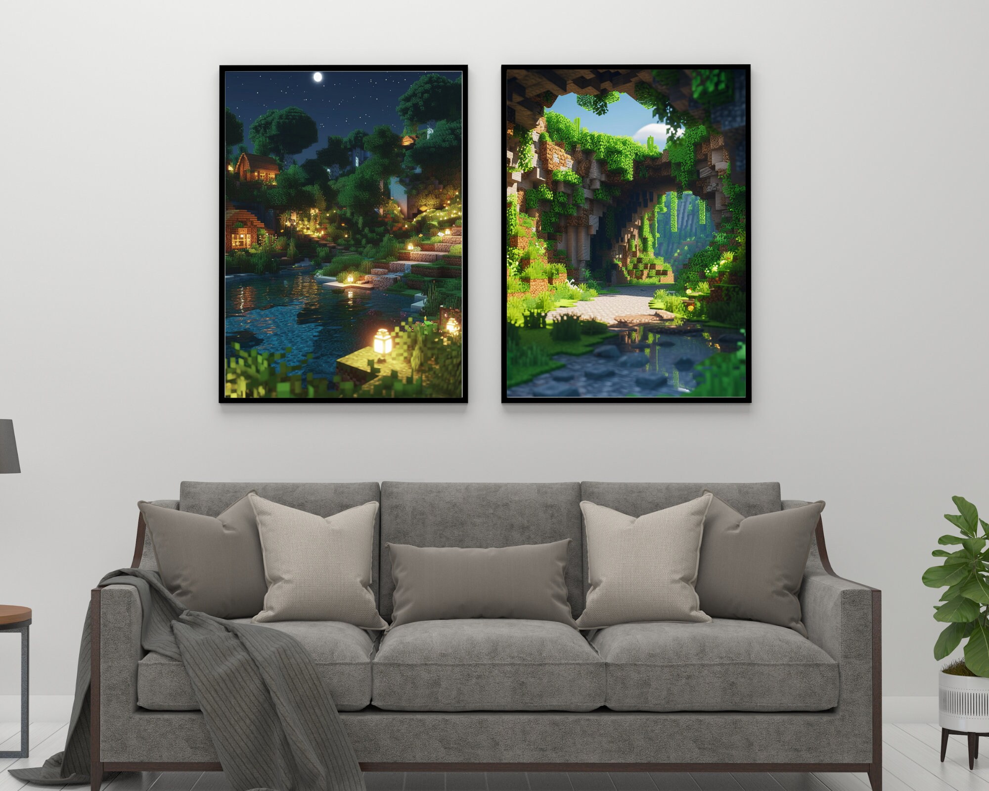 Set of 6 Minecraft Poster, Minecraft Wall Art, Minecraft Landscape ...