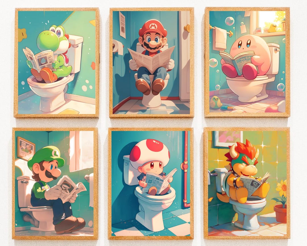 Super Mario Toilet Poster: Video Game Poster, Bahroom Printable Wall ...