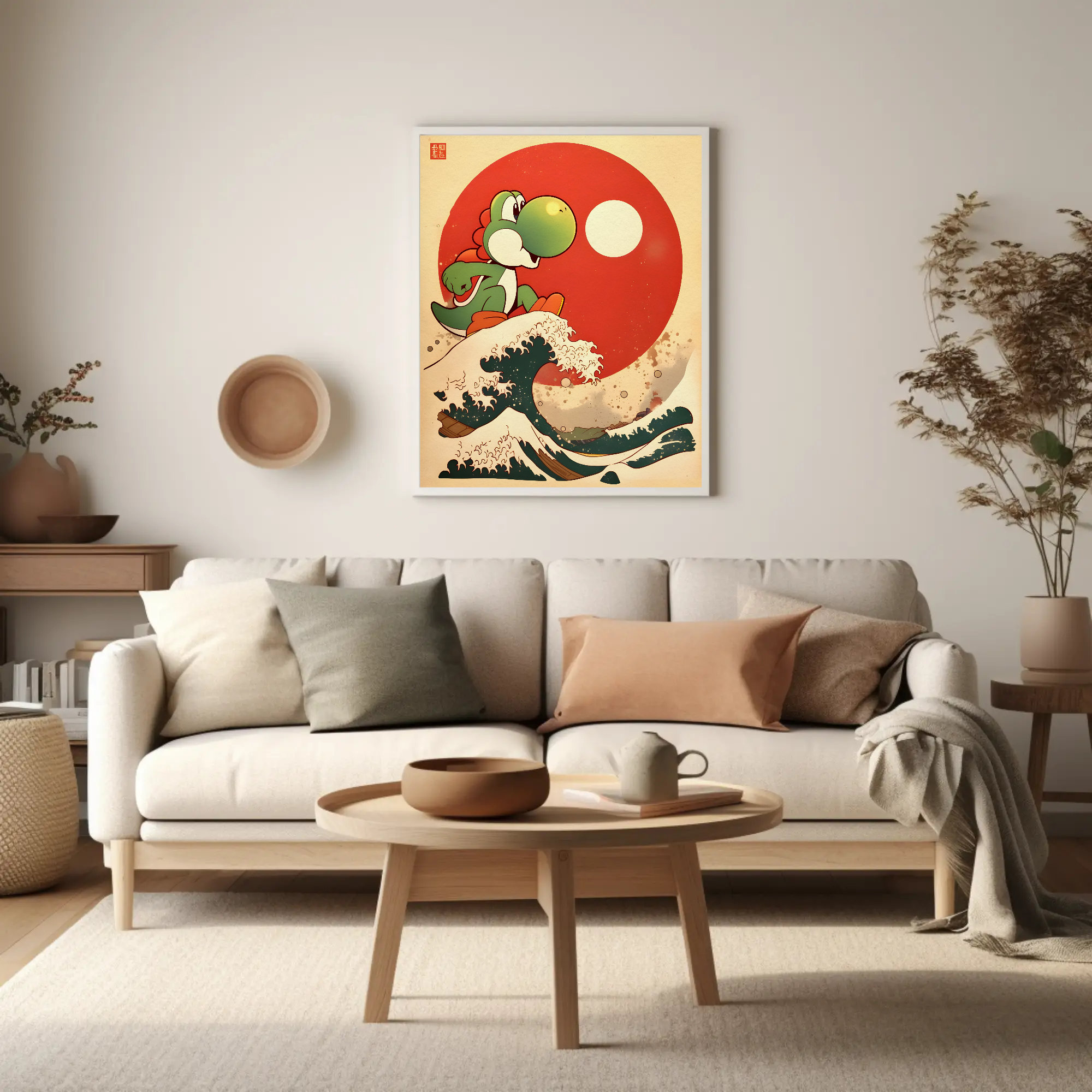 Yoshi From Mario in Japanese Poster: Japanese Tapestry for Home Decor ...