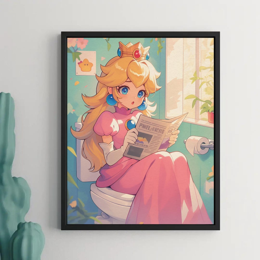 Printable Princess Peach Toilet Poster: Funny Mario Wall Art for ...