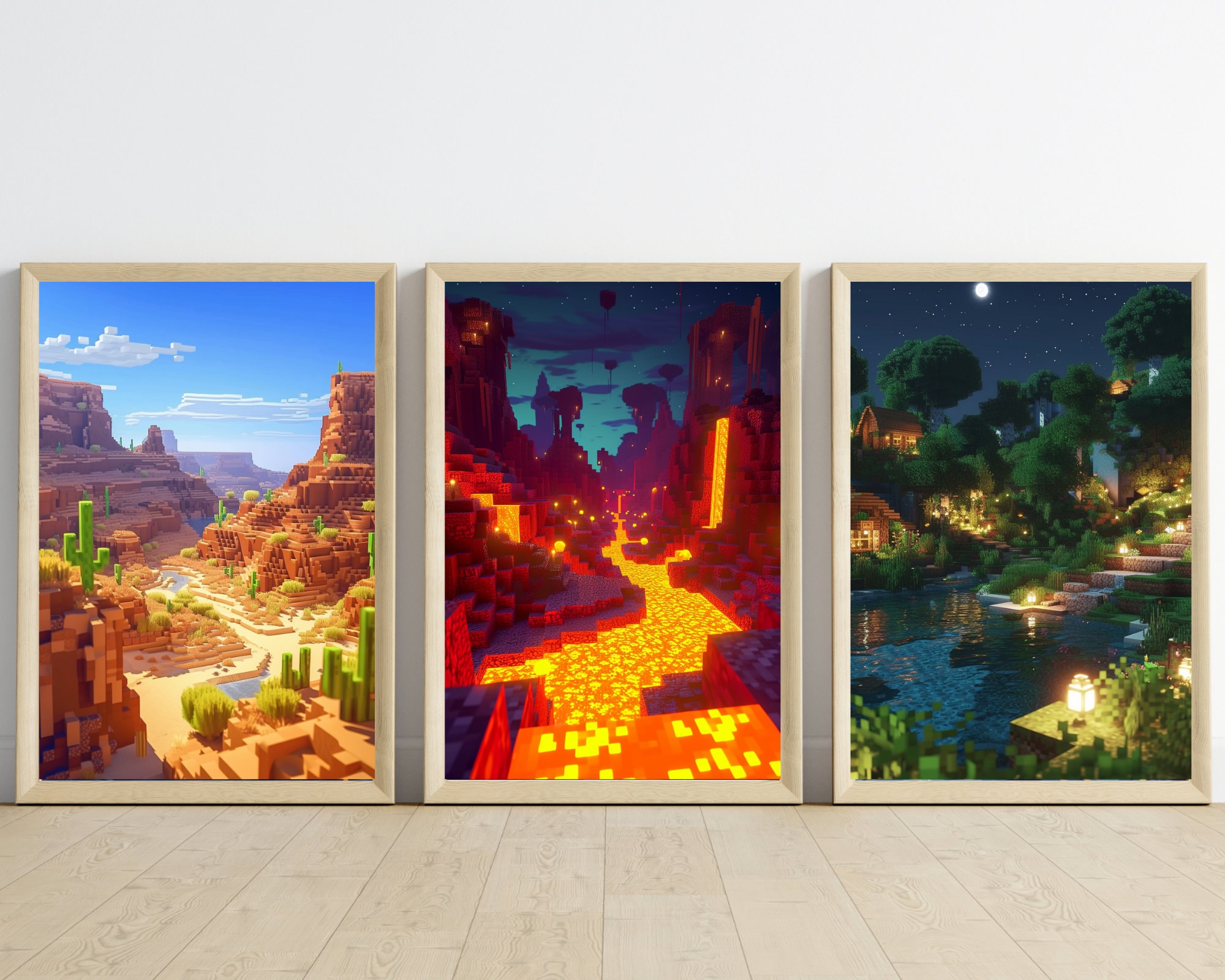 Set of 6 Minecraft Poster, Minecraft Wall Art, Minecraft Landscape ...