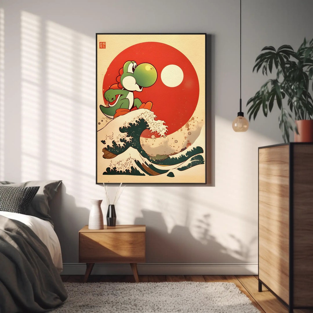 Yoshi From Mario in Japanese Poster: Japanese Tapestry for Home Decor ...