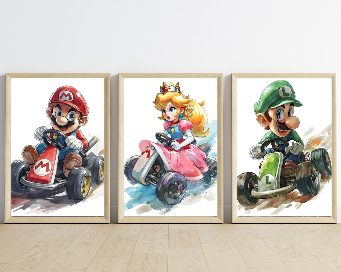 Mario Kart Poster, Super Mario Art, Gaming Poster, Printable Wall Art ...