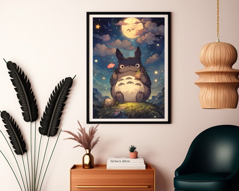 Totoro Van Gogh, My Neighbor Totoro, Anime Poster, Printable Wall Art ...