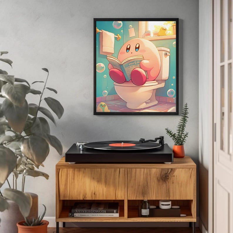 Kirby Dream Land Toilet Poster: Funny Cute Wall Art Print for Bathroom ...