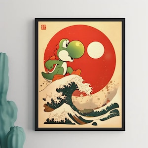 Yoshi From Mario in Japanese Poster: Japanese Tapestry for Home Decor ...