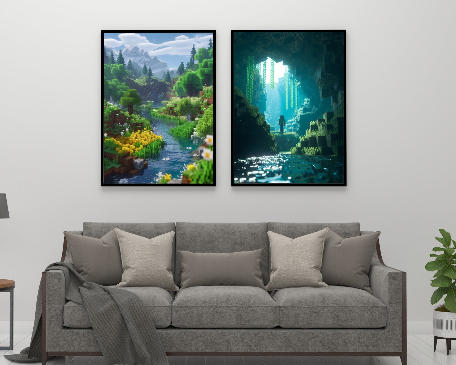 Set of 6 Minecraft Poster, Minecraft Wall Art, Minecraft Landscape ...