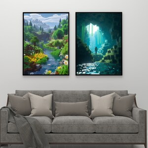 Set of 6 Minecraft Poster, Minecraft Wall Art, Minecraft Landscape ...
