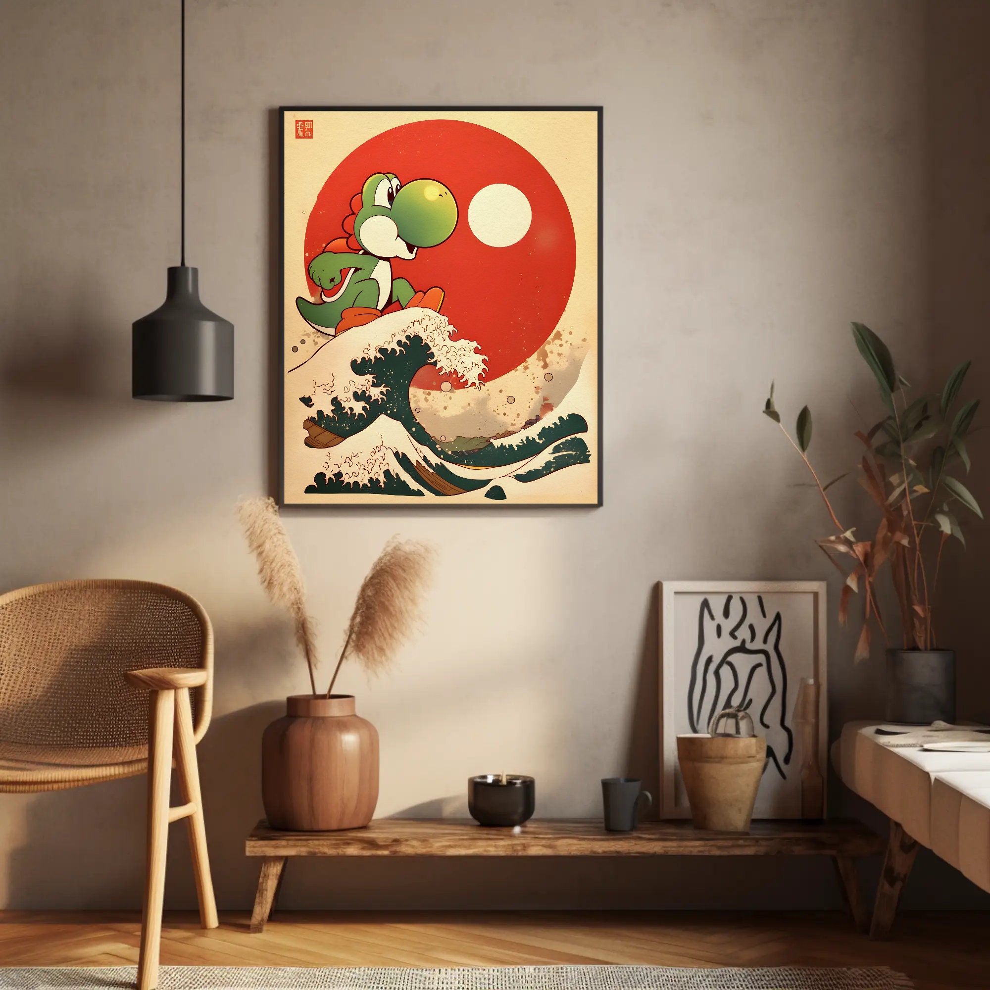 Yoshi From Mario in Japanese Poster: Japanese Tapestry for Home Decor ...