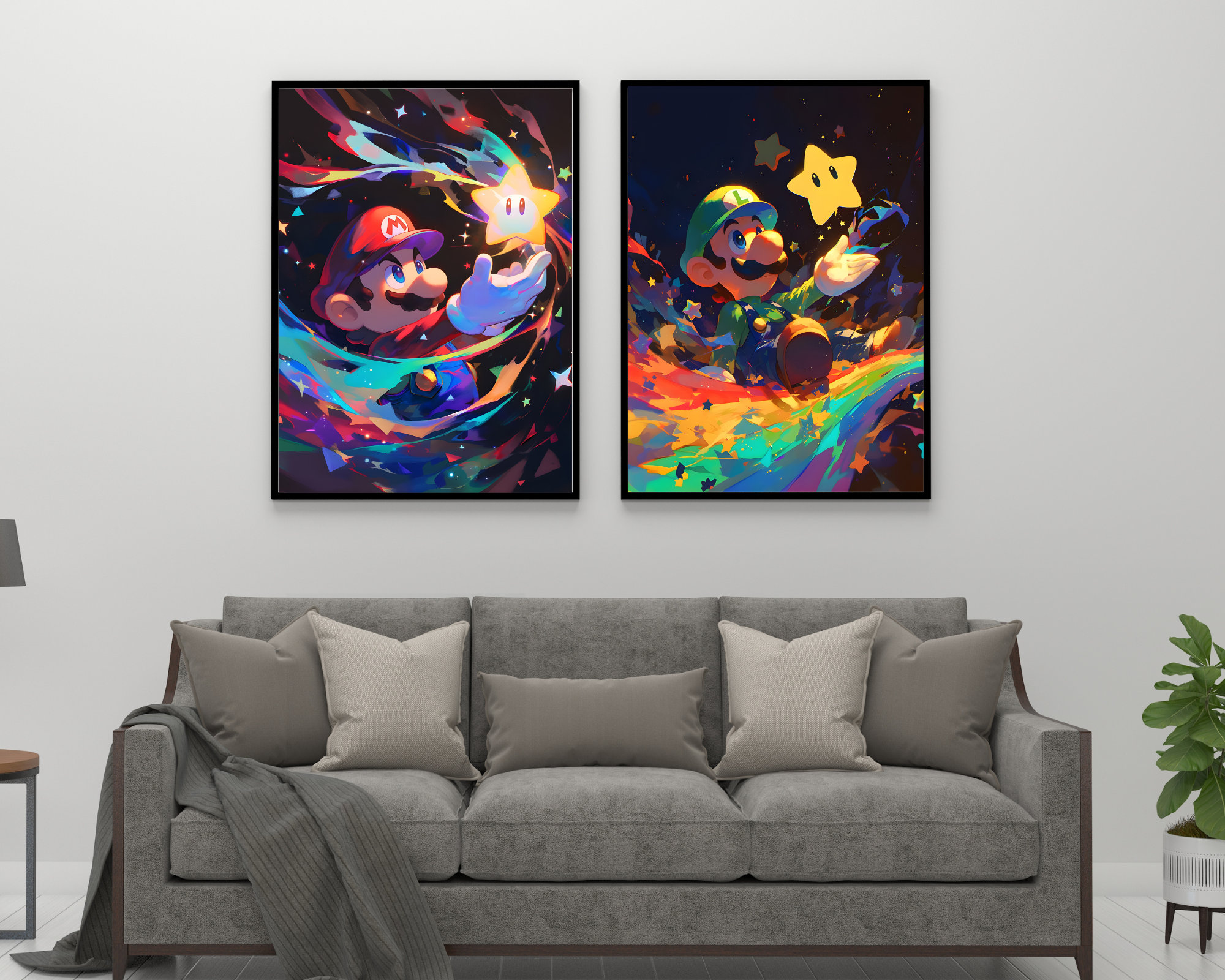 Super Mario Rainbow Style, Gaming Poster, Printable Wall Art, Bedroom ...