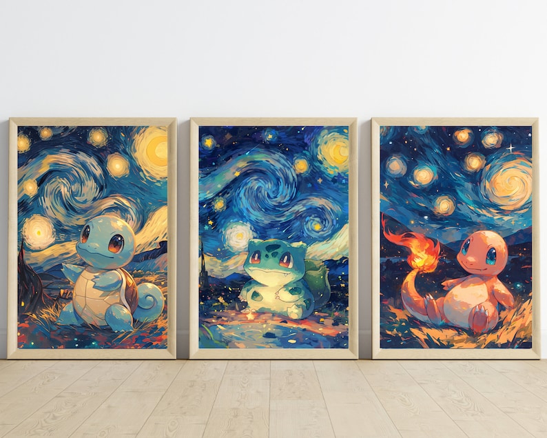 Pokemons Posters: Starry Night Pokemon (set of 6 ) - Etsy