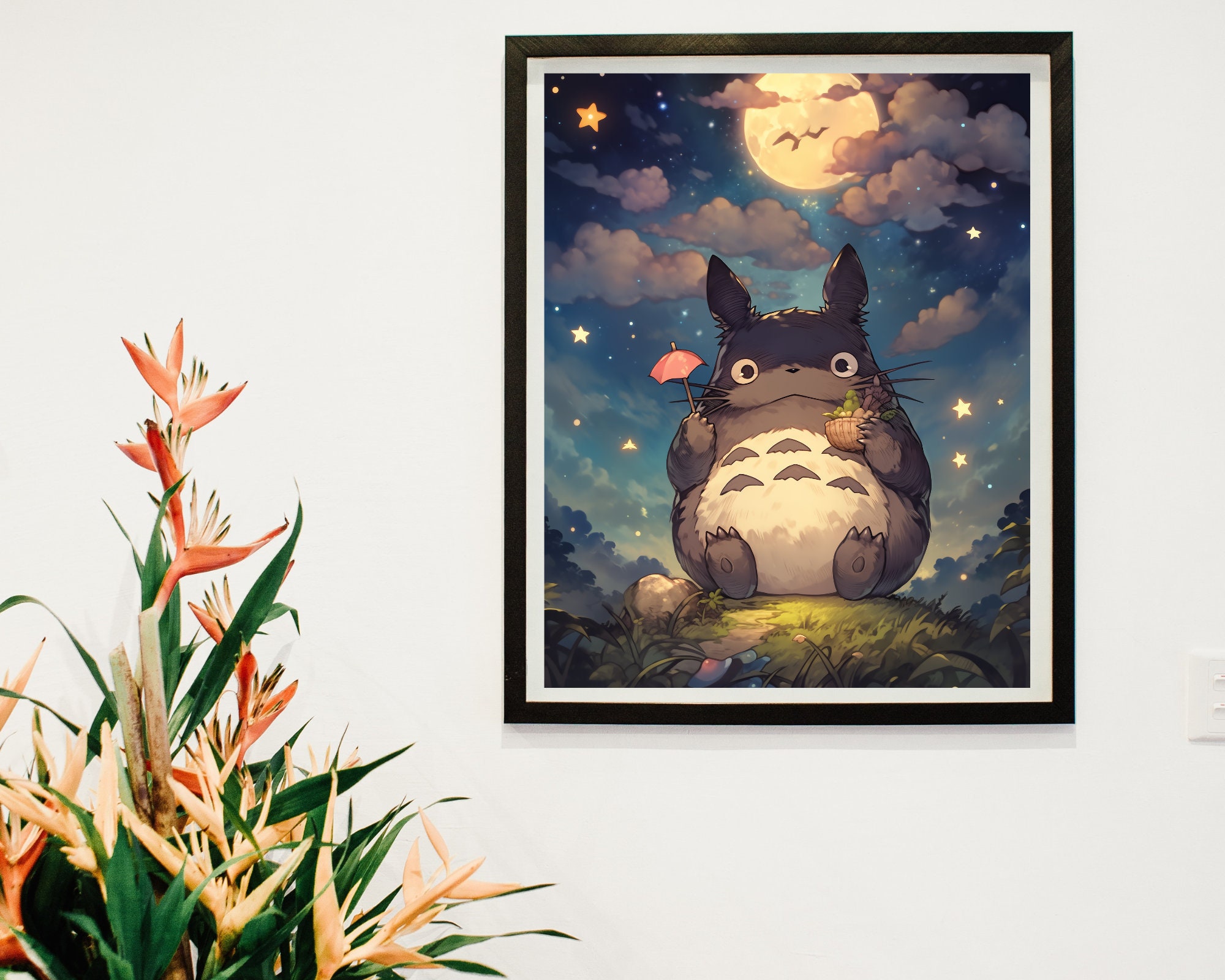 Totoro Van Gogh, My Neighbor Totoro, Anime Poster, Printable Wall Art ...