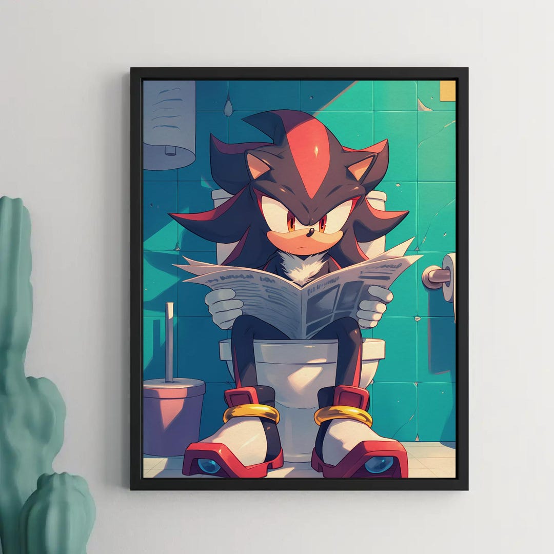 Shadow on Toilet Poster, Shadow Poster, Sonic Poster, Video Game Wall ...