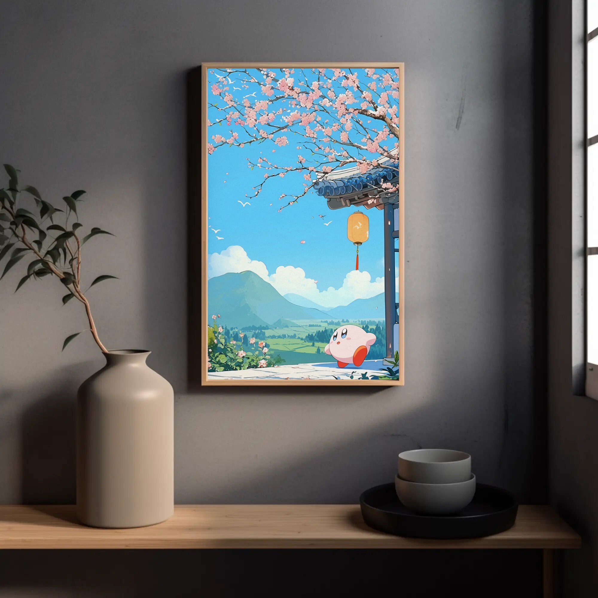 Kirby in Japan Poster, Kirby Dream Land, Anime Poster, Printable Wall ...