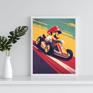 Mario Kart Vintage Poster - Racing Car Mario, Character Mario Bros ...