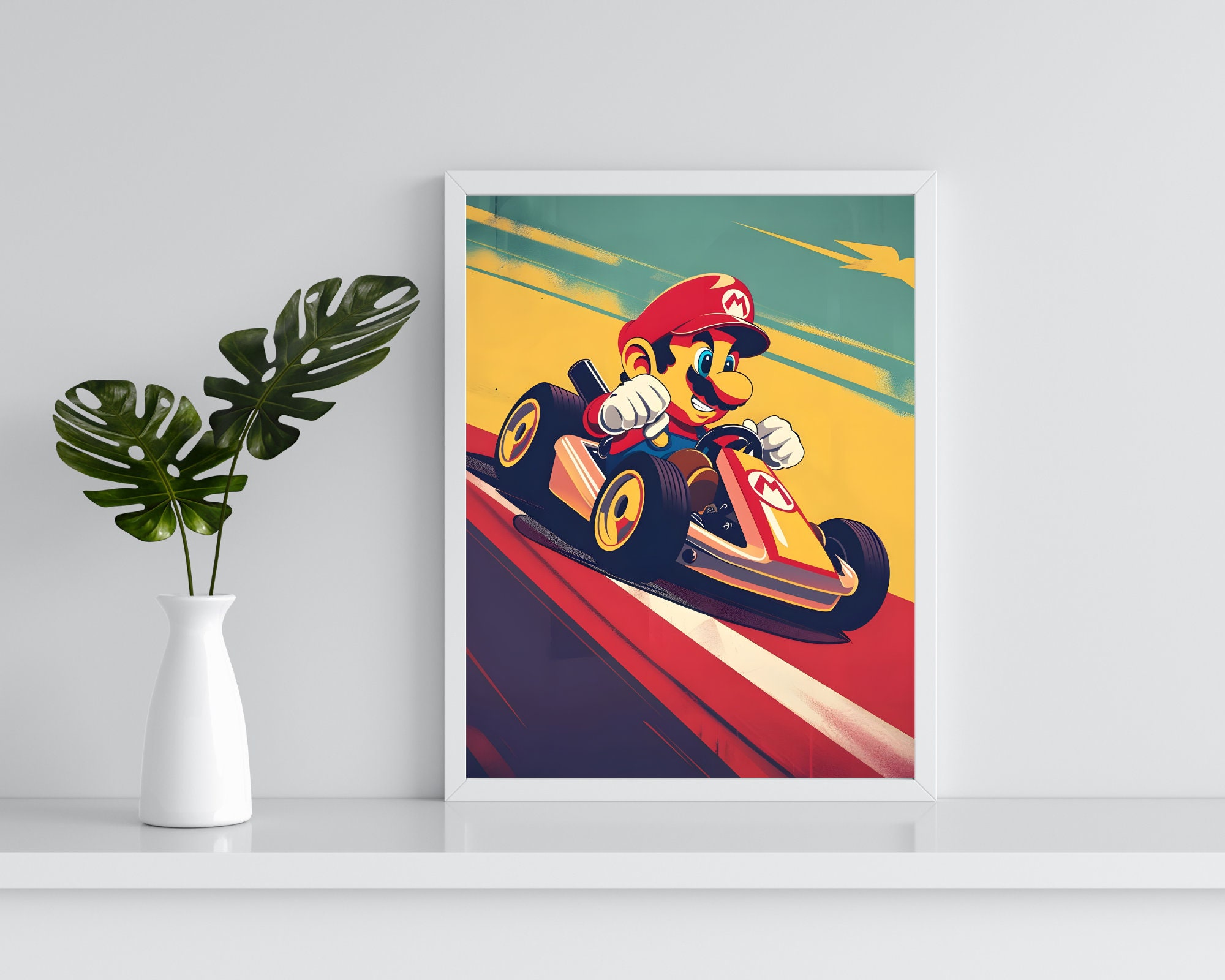 Mario Kart Vintage Poster Racing Car Mario, Character Mario Bros, Retro ...
