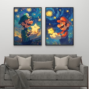 Super Mario in Van Gogh Style, Gaming Poster, Printable Wall Art ...