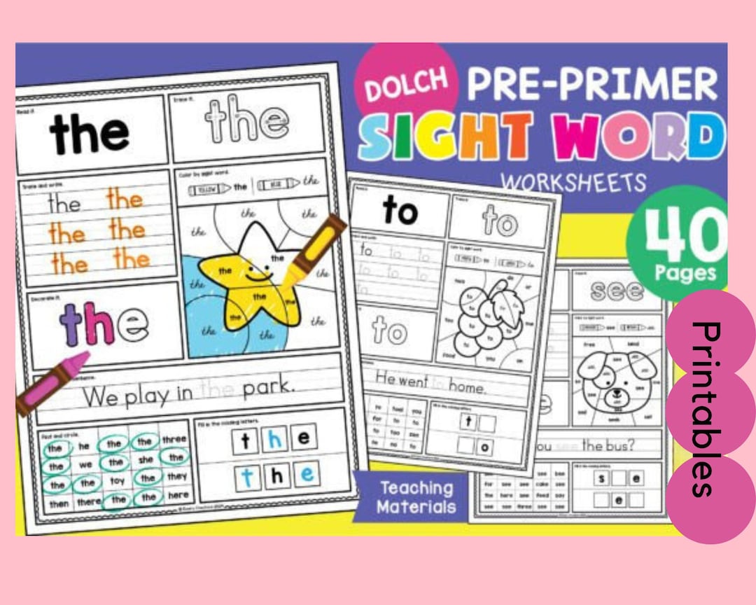 Children's Sight Words Flashcards Set, Reading Cards, Vocabulary ...