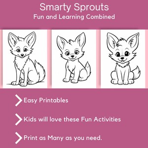 Kids Coloring Page Set, Printable Instant Download, Cute Animal ...