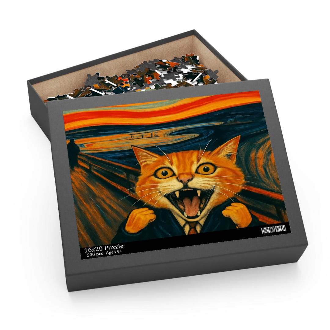 Funny Cat Scream Puzzle | Art Jigsaw Puzzle | Cat Meme Puzzle Gift ...