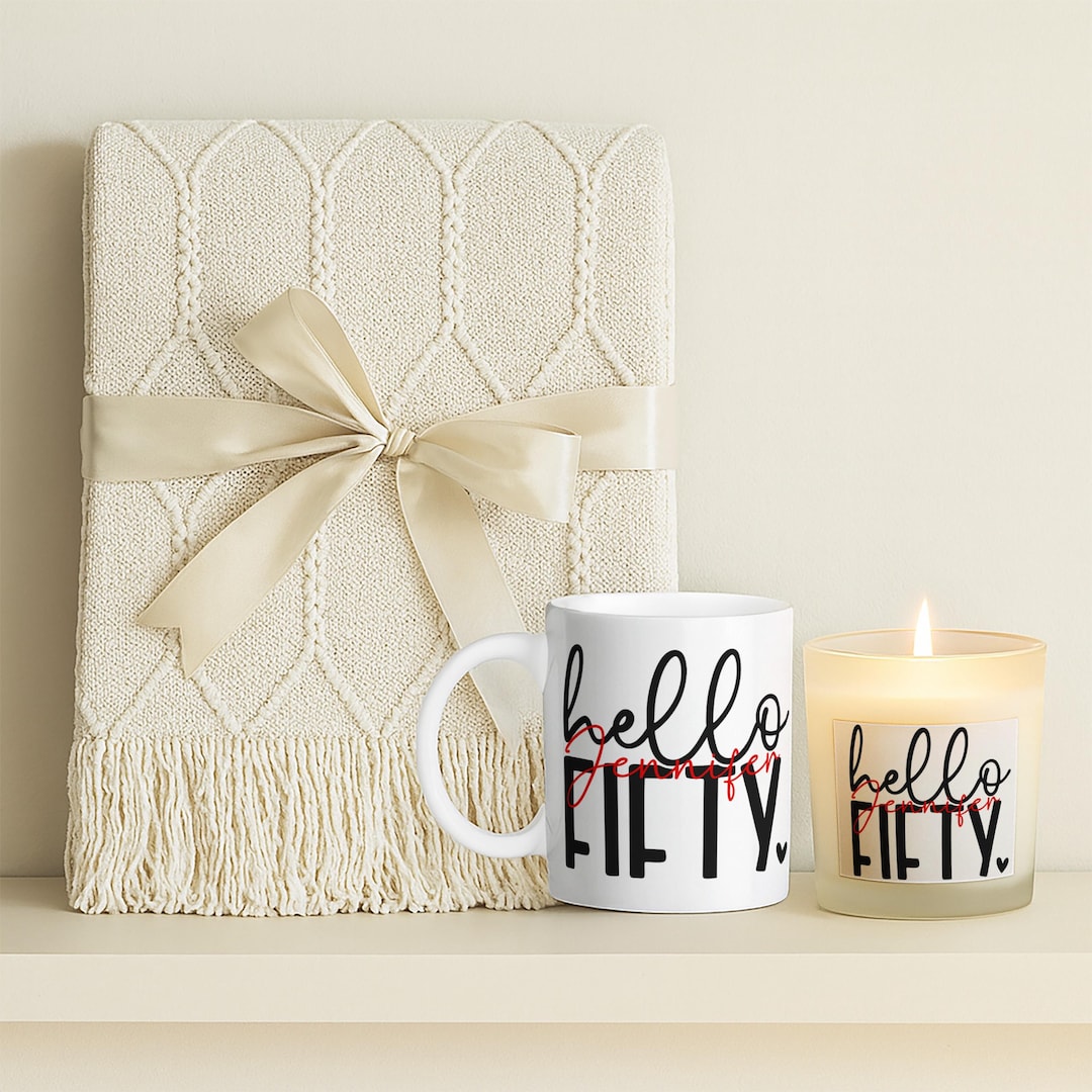 Personalized Cozy Gift Set | Custom Name Mug & Candle Gift Box | Soft ...