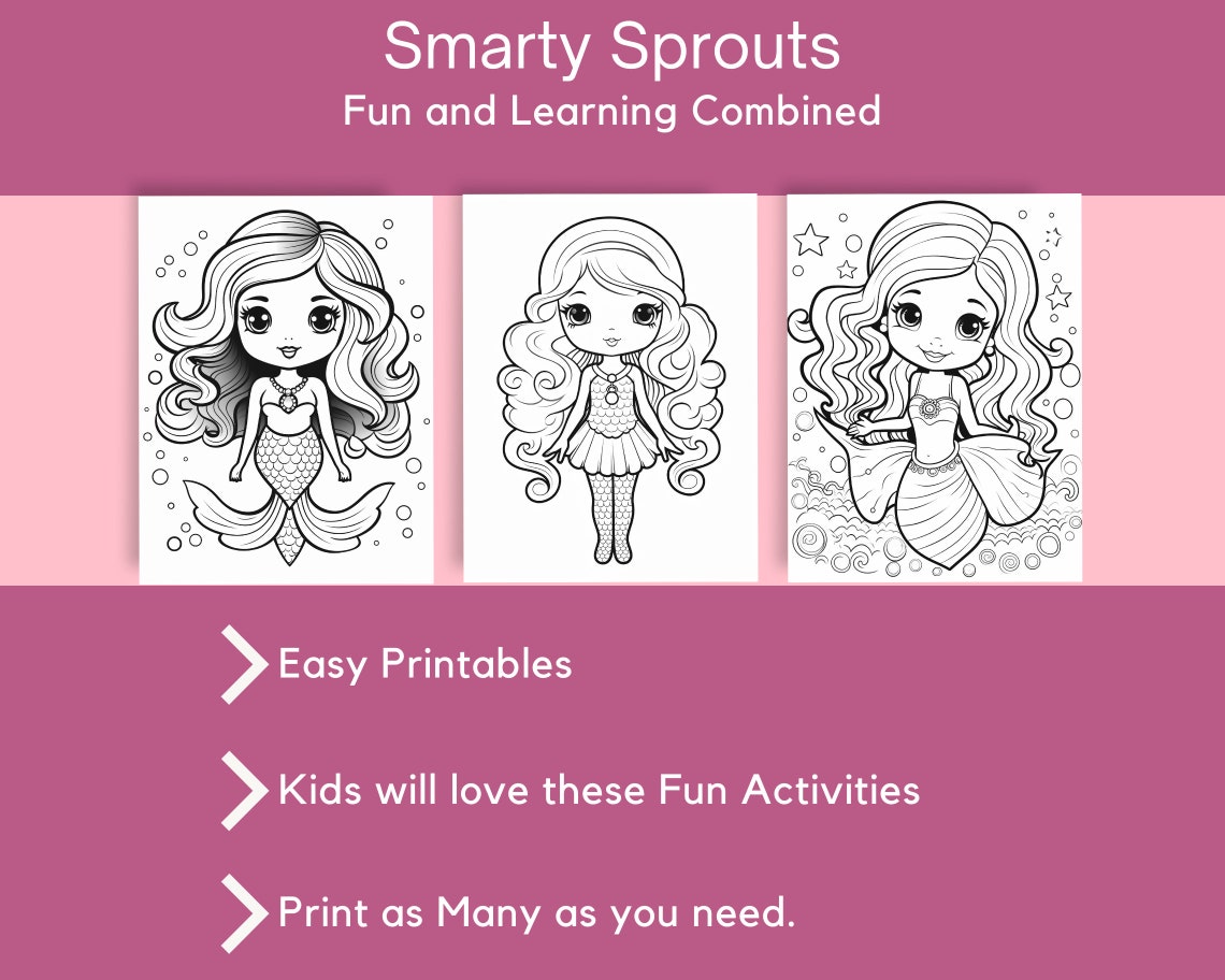 Mermaid Coloring Pages, Kids Coloring Pages, Activity Worksheets for ...