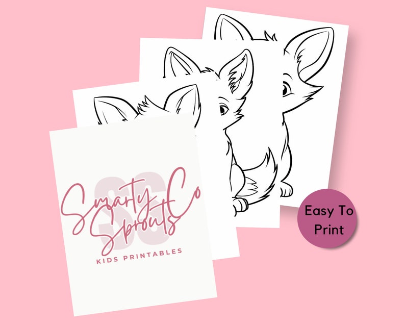 Kids Coloring Page Set, Printable Instant Download, Cute Animal ...