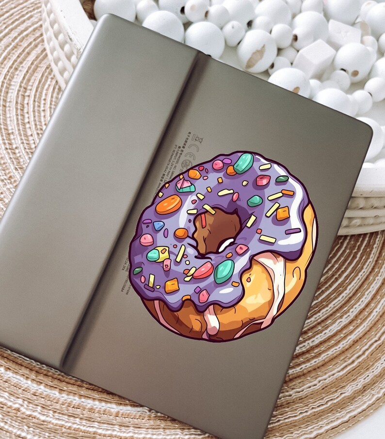 Device Sticker Donut Decal Purple With Sprinkles Snacks Foodie Car Window iPad Tumbler Phone ...