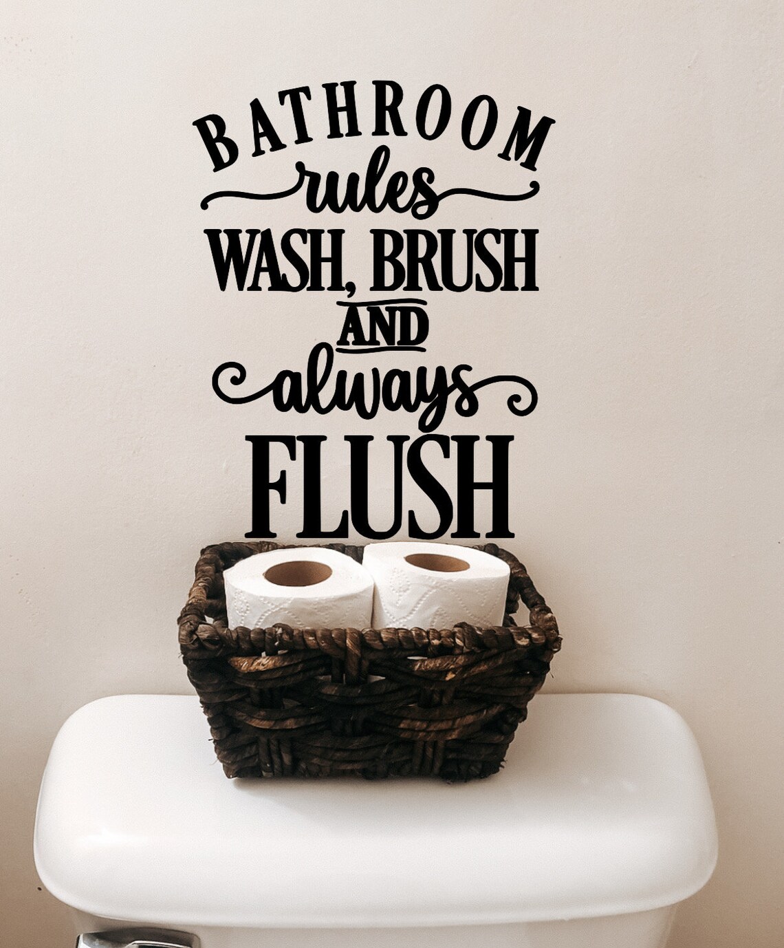 Bathroom Rules Decal Wall Art Sticker Wash Brush Flush Please Bathroom ...