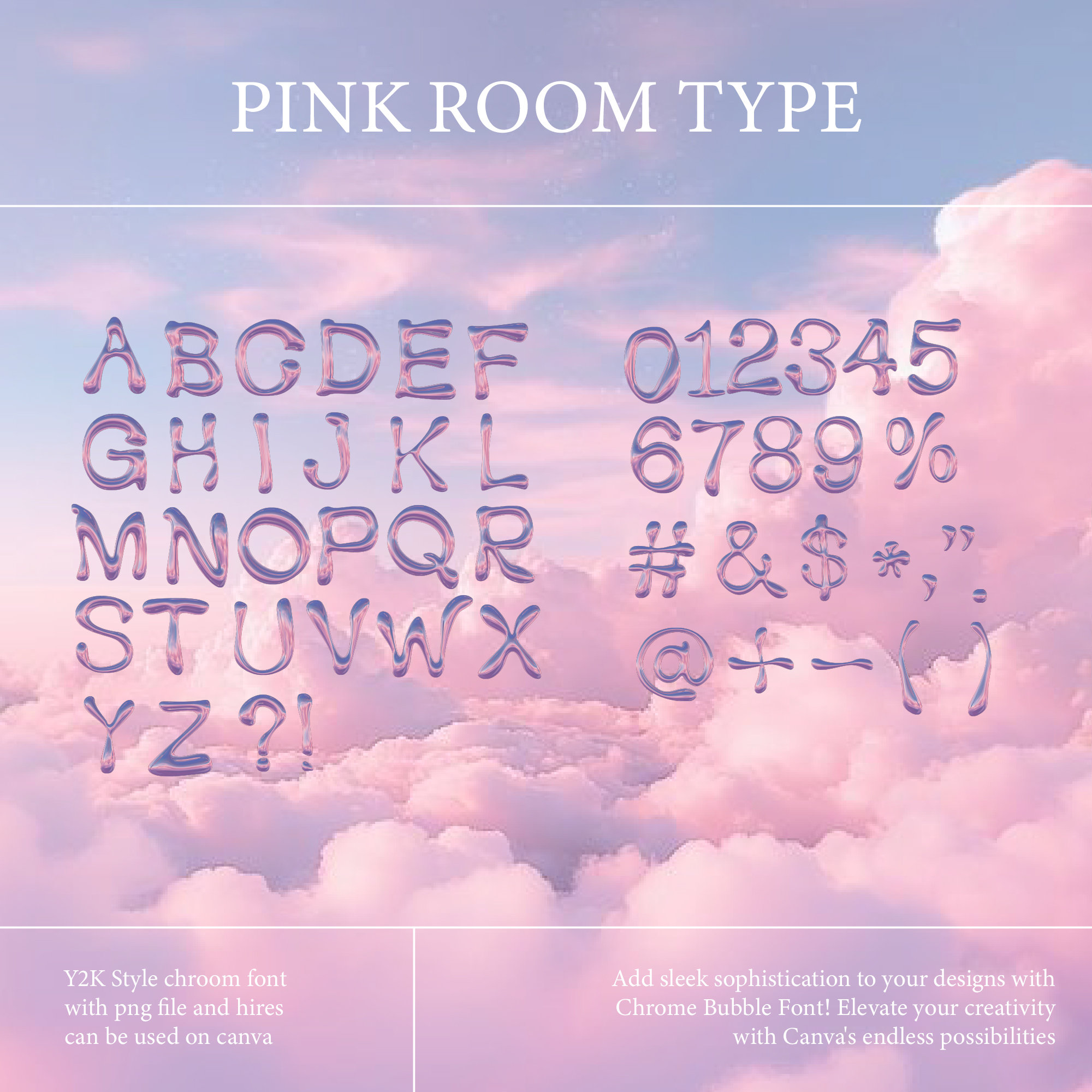3D BUBBLE CHROOME Y2K Pink FONT - Etsy