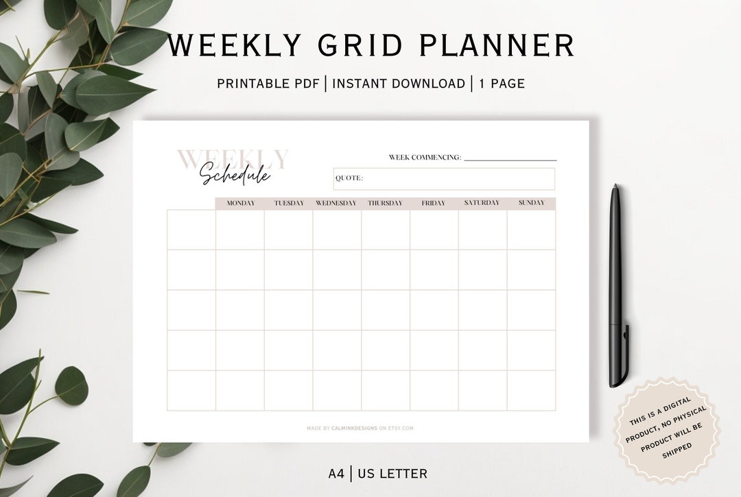Printable Weekly Organiser PDF, Organiser for Families, Productivity ...