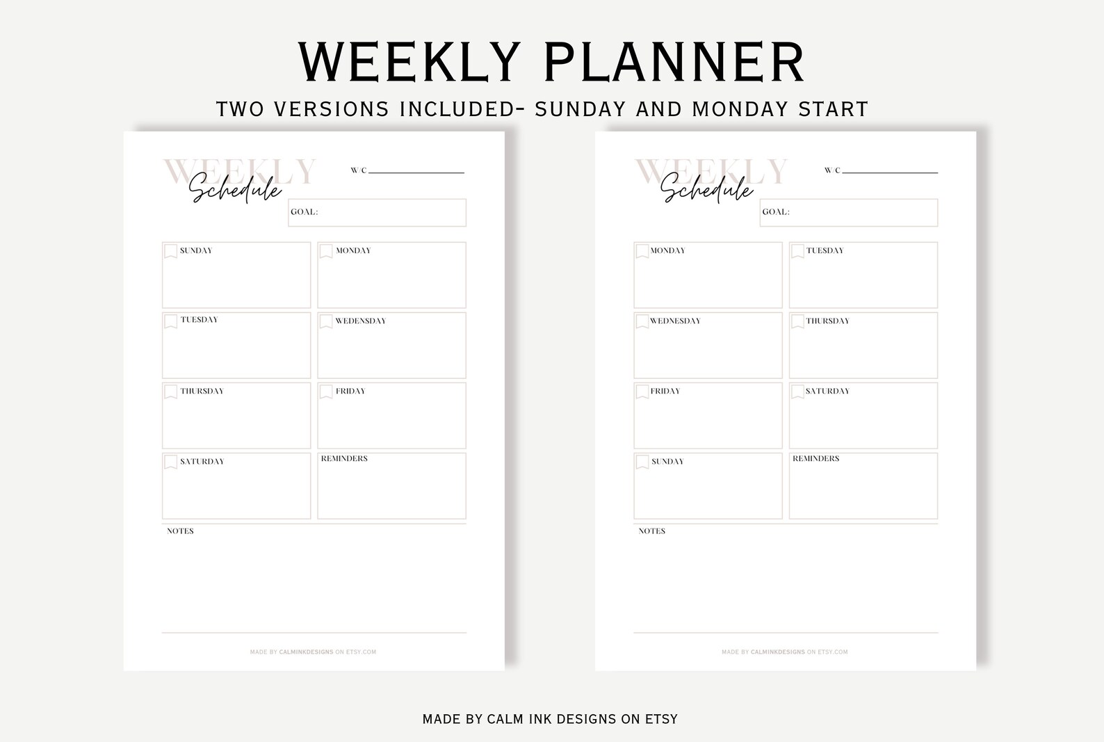 Printable Weekly Planner Template PDF, 7 Day Weekly Organiser ...