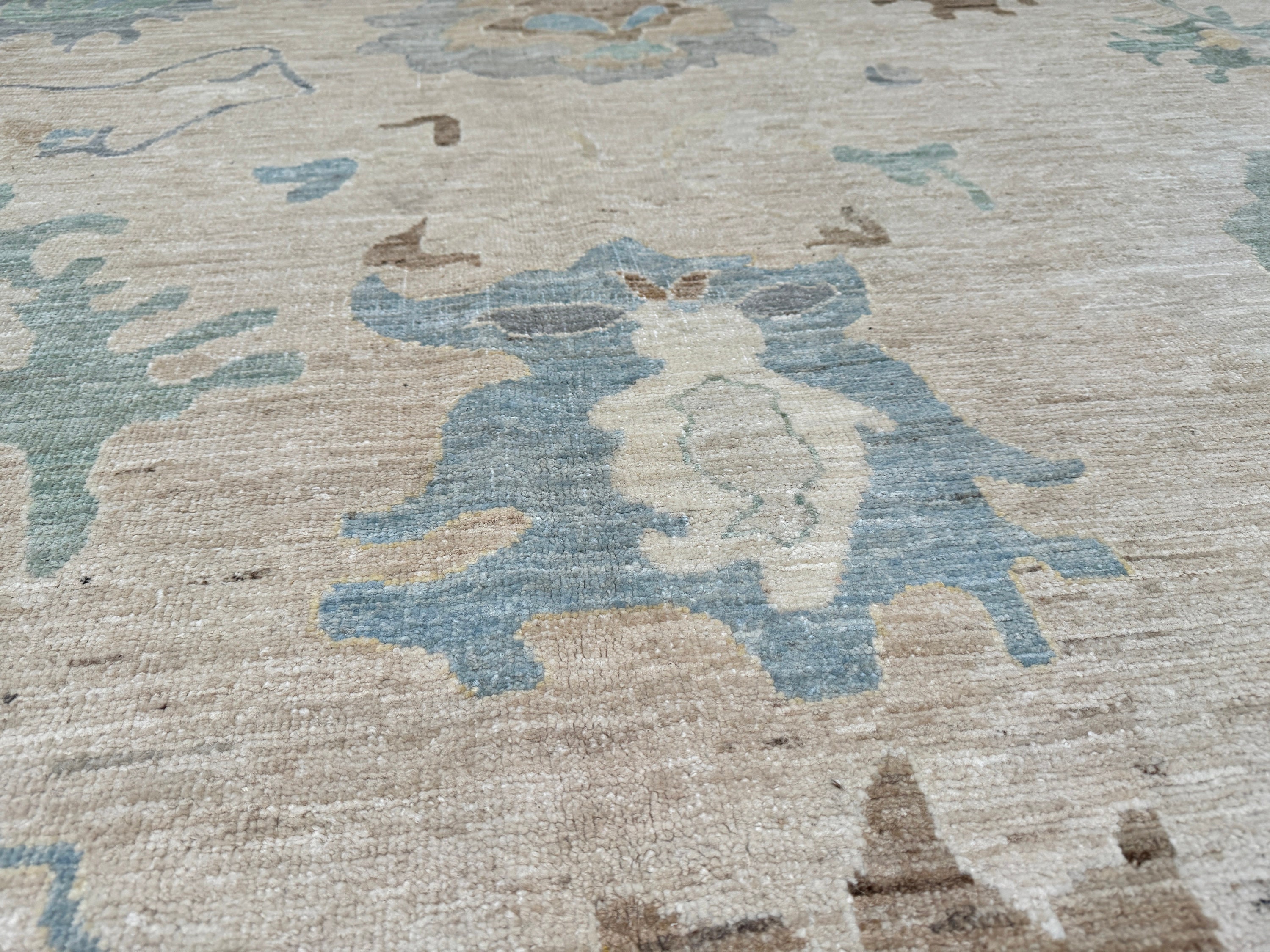 10x14 Oushak Area Rug Peach Blue Hand Knotted Turkish Design Rug Plush ...