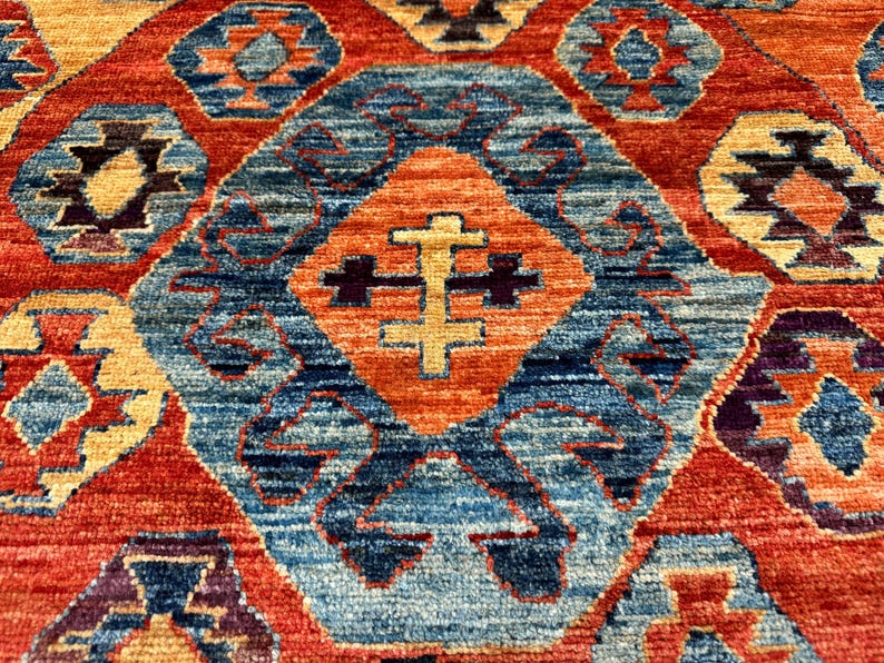 2x3 Small Accent Rug - Red Afghan Hand Knotted Veg Dye Wool Rug - Small ...